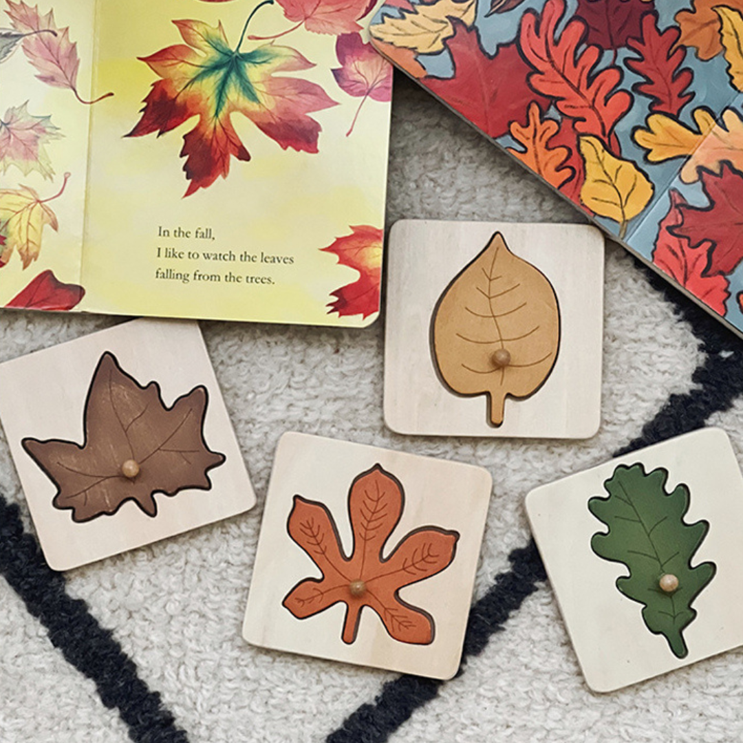 Montessori leaves puzzle made of wood – tiny-dreams.uk