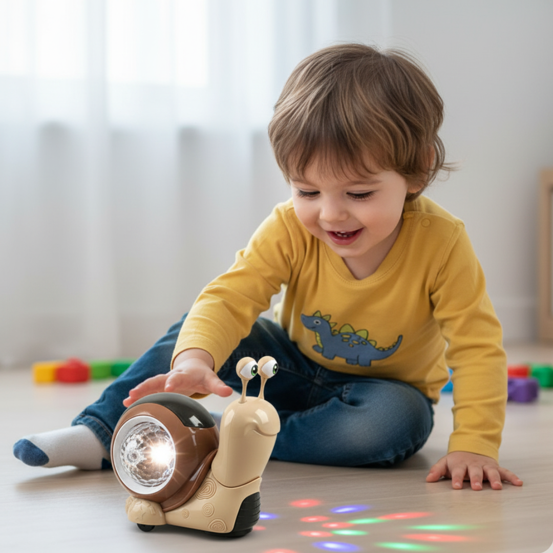 Light-up and music-playing snail crawling toy – tiny-dreams.uk