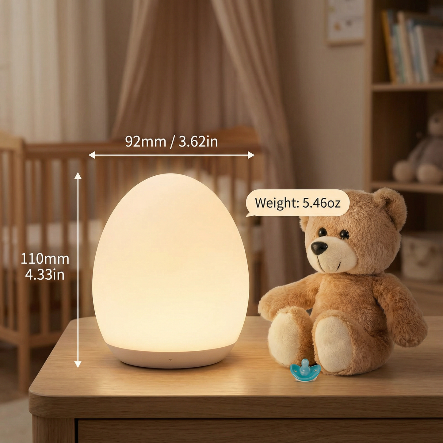 Egg-Shaped Silicone Night Light – Touch Control, 7-Colour Changing – tiny-dreams.uk