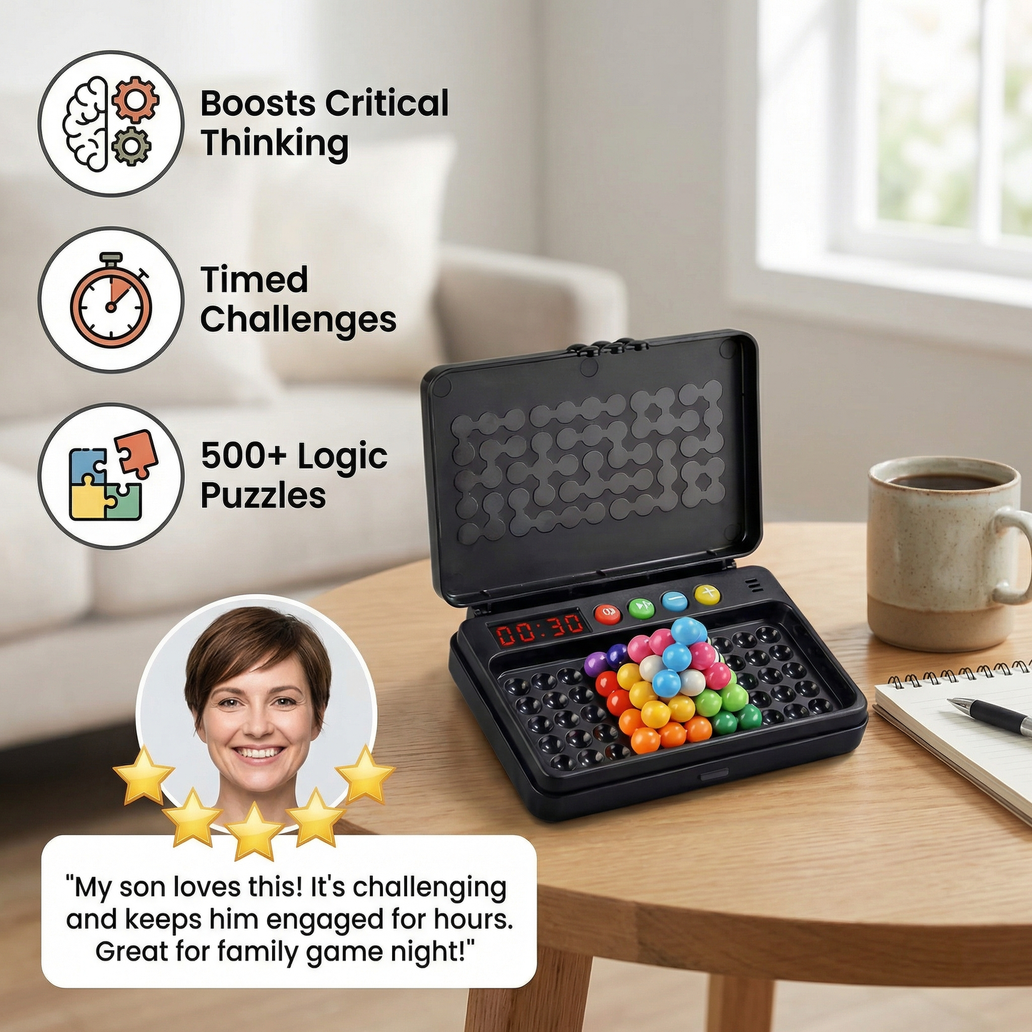 Smart Kids Brain Game – 500 Logic Puzzles with Timer – tiny-dreams.uk